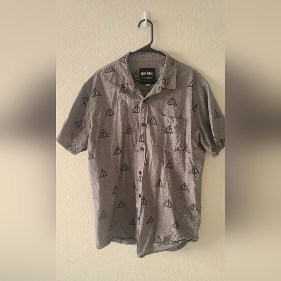 Shirts | Harry Potter Deathly Hallows Pattern Button Down | Poshmark